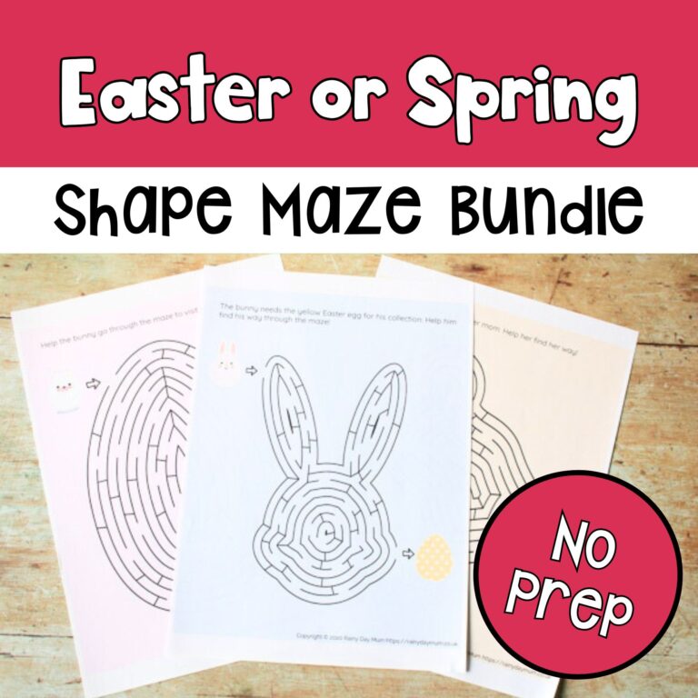 Pack of 3 Easter Shape Mazes for Kids, Egg, Chick and Bunny