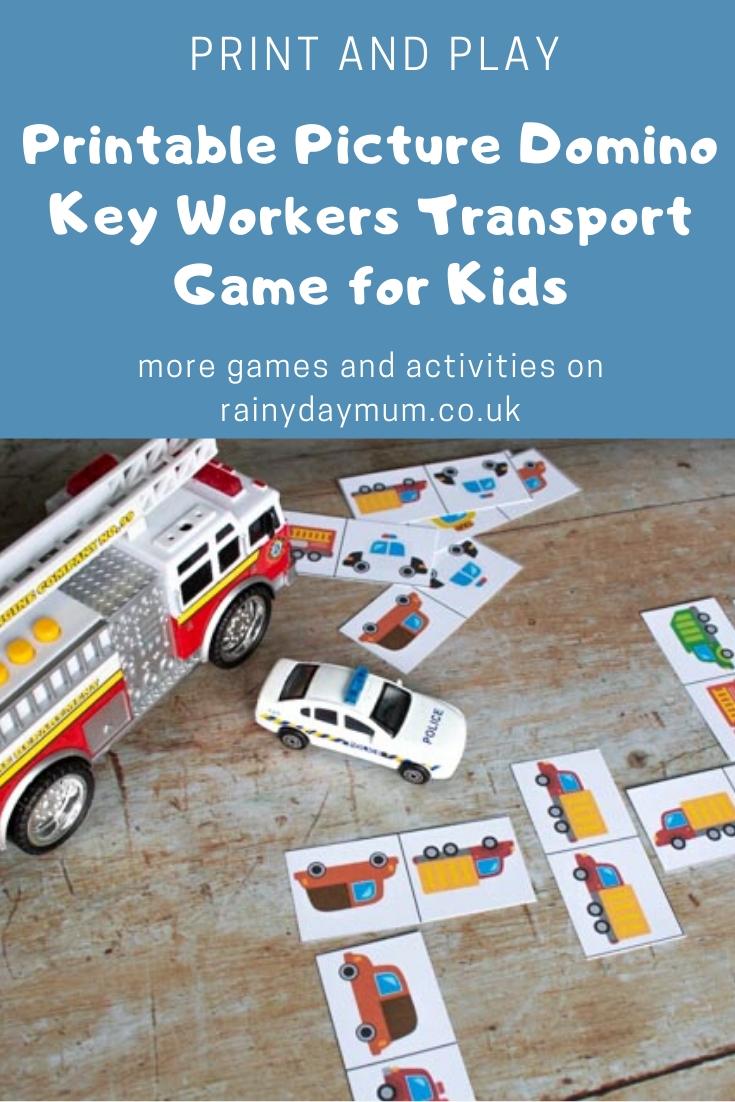 Printable Key Workers' Transport Domino Game to Play with Kids