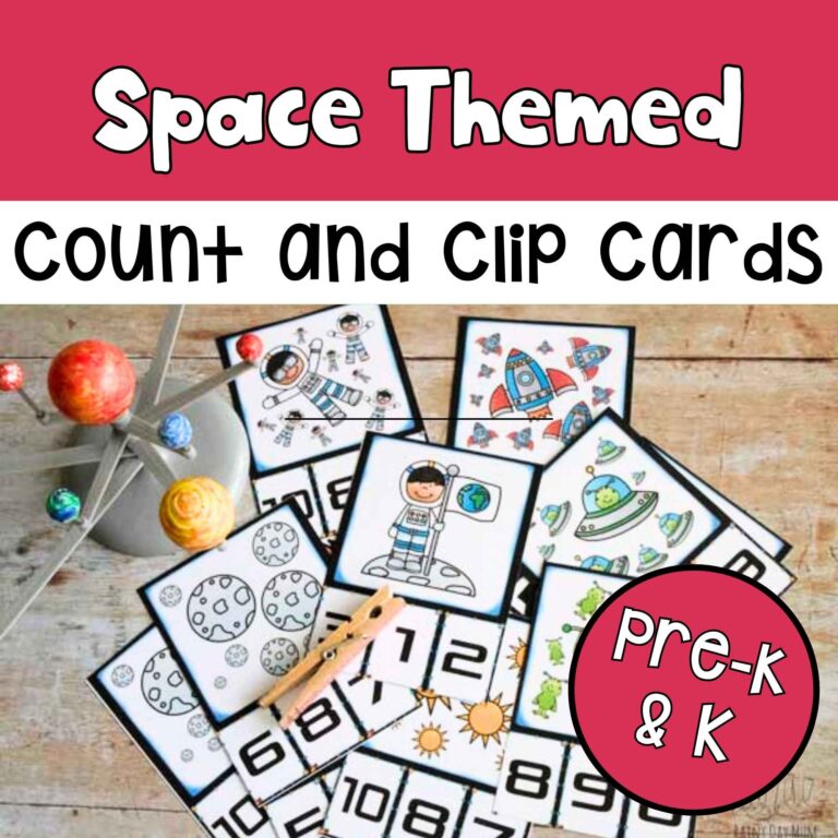 Printable Space Themed Count and Clip Cards Numbers 1 to 10