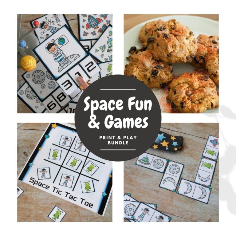 Space Themed Fun and Games Print and Play Bundle for Preschool