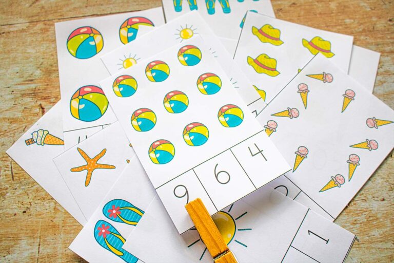 FREE Summer Preschool Printable - Count and Clip Cards